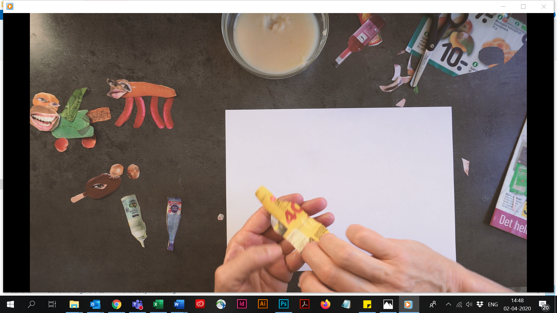 Billeder med reklamer og hjemmelavet lim